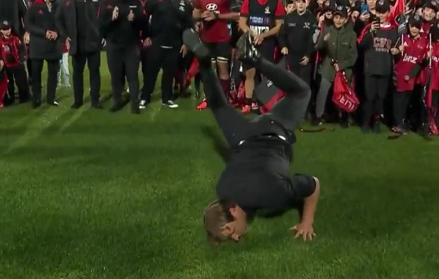 Watch: Crusaders boss Scott Robertson breaks out the dance moves after ...